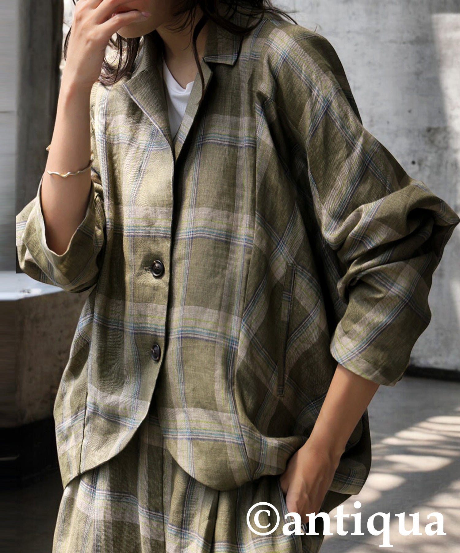 KYO Ladies Linen Checked Jacket | Japanese fashion brand ANTIQUA ...