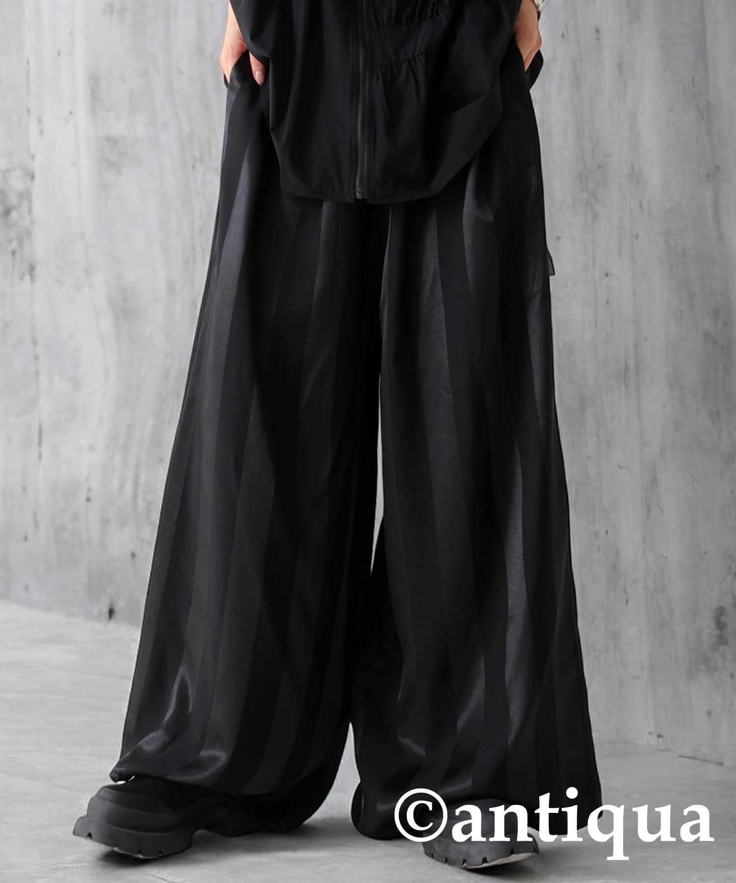 Striped Wide Pants Ladies | Japanese fashion brand ANTIQUA Official ...