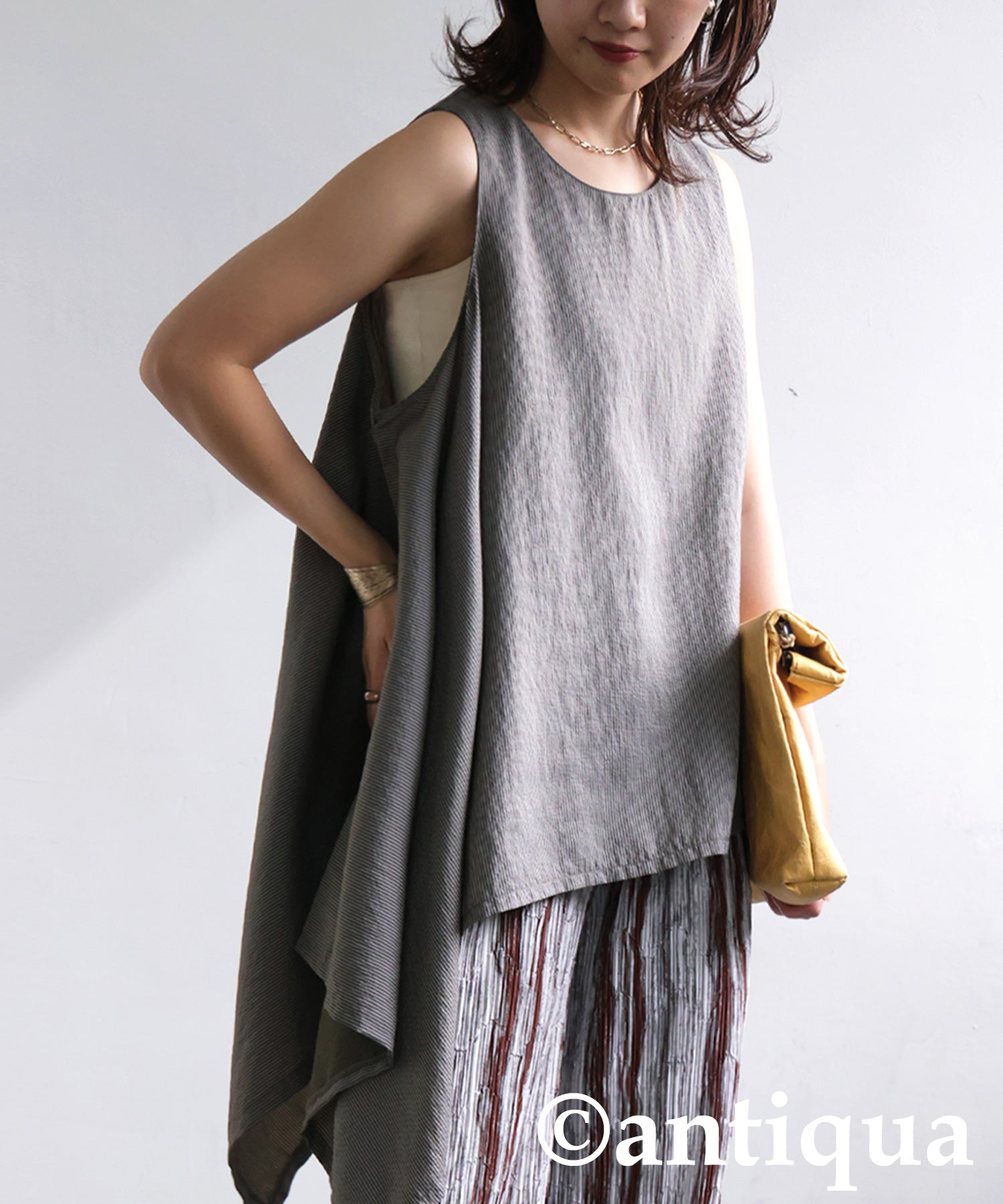 Ladies Asymmetrical Drape Tank Top | Japanese fashion brand ANTIQUA ...
