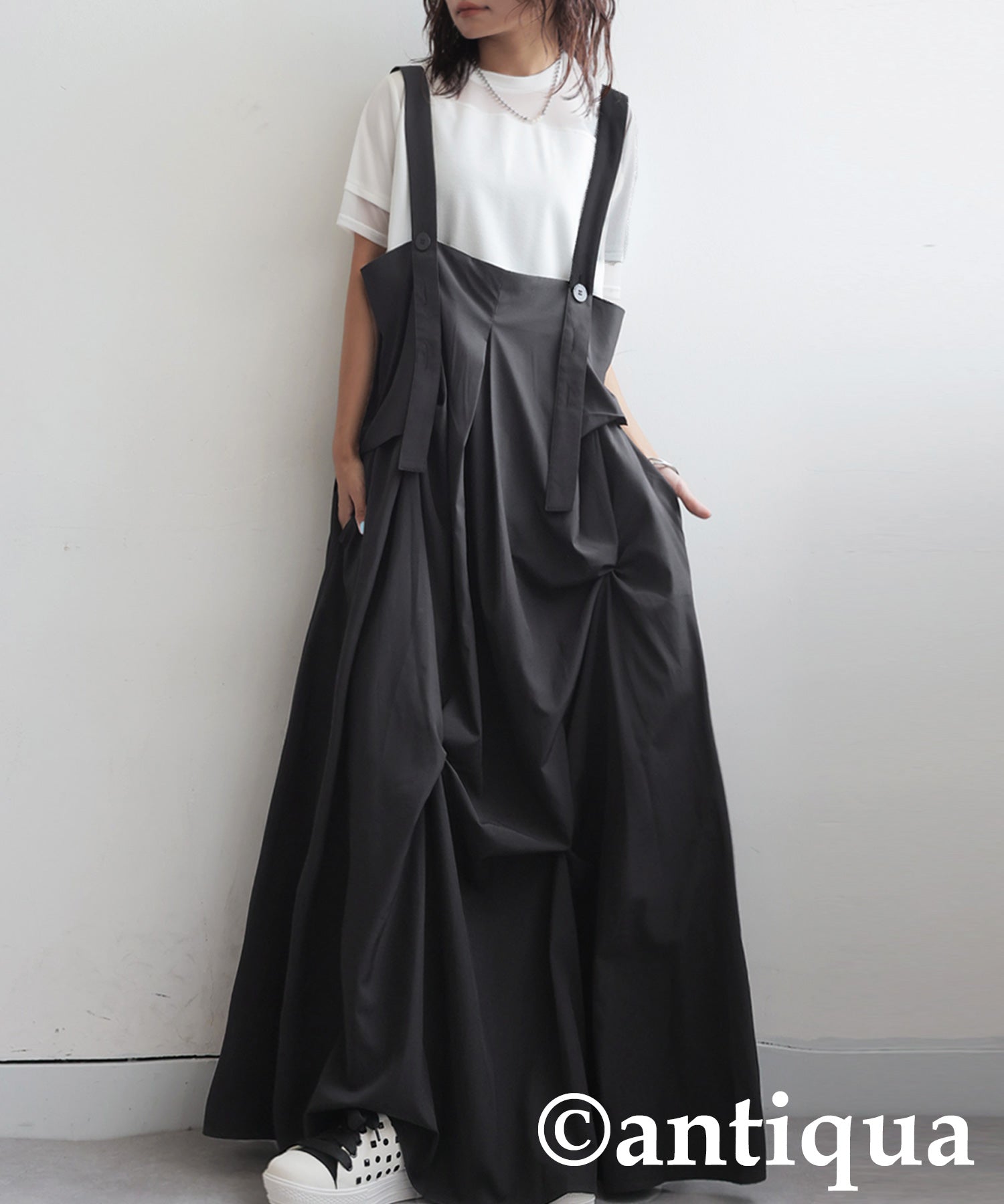 Ladies Tuck Design Overall Skirt | Japanese fashion brand ANTIQUA ...
