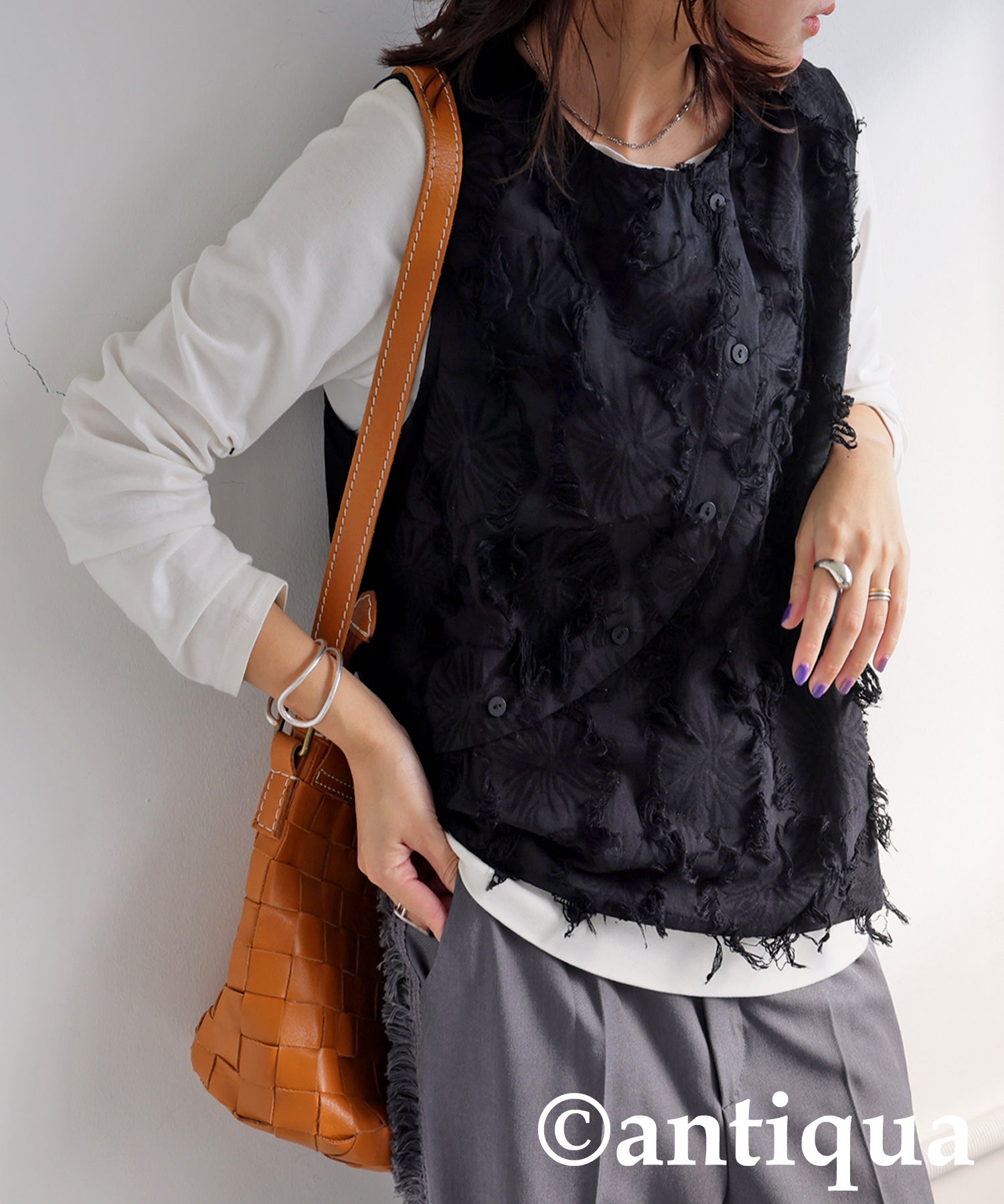 PK-01248 Jacquard Vest Style Tops Ladies – antiqua.wa