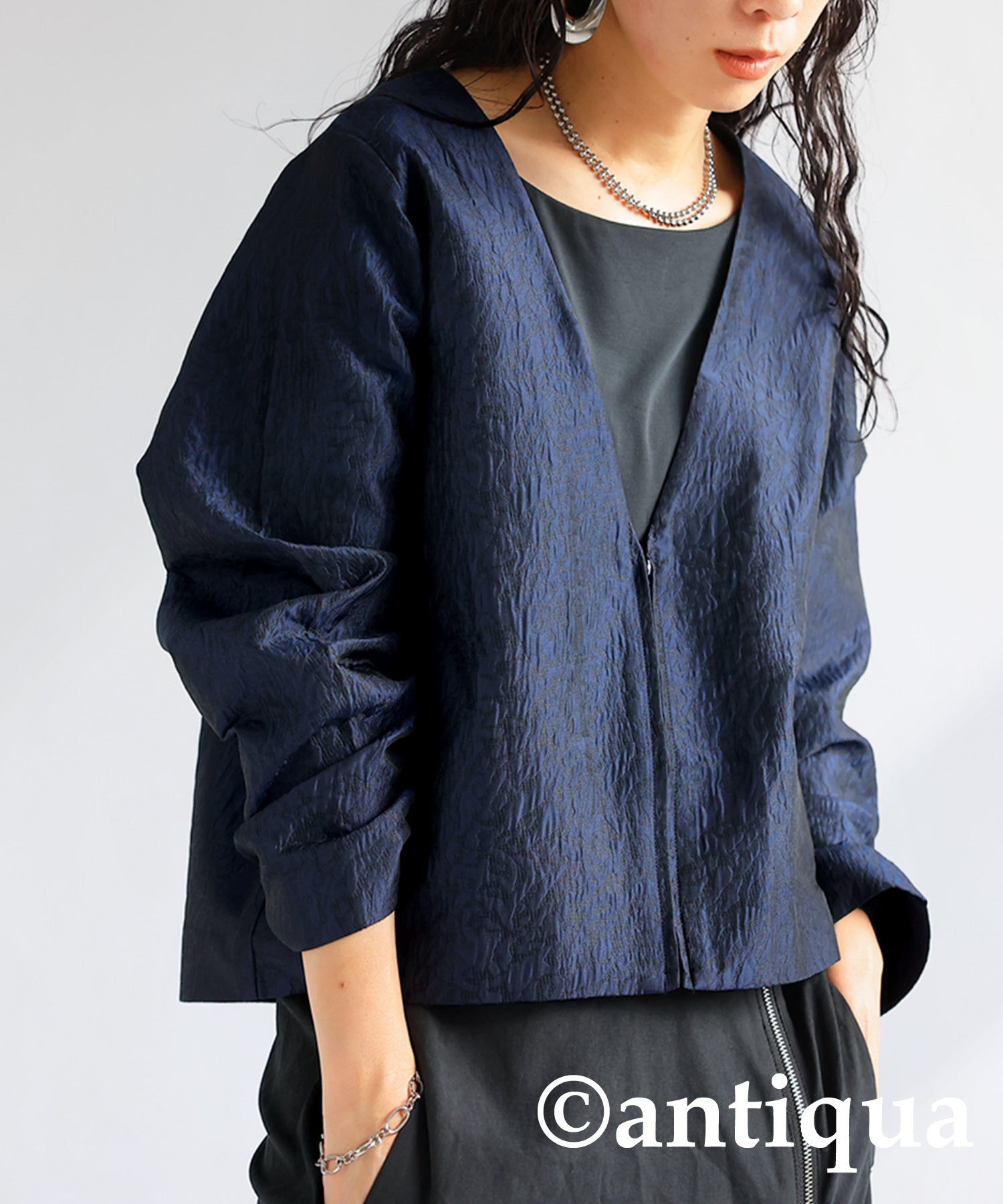 Jacquard Jacket Ladies | Japanese fashion brand ANTIQUA Official ...