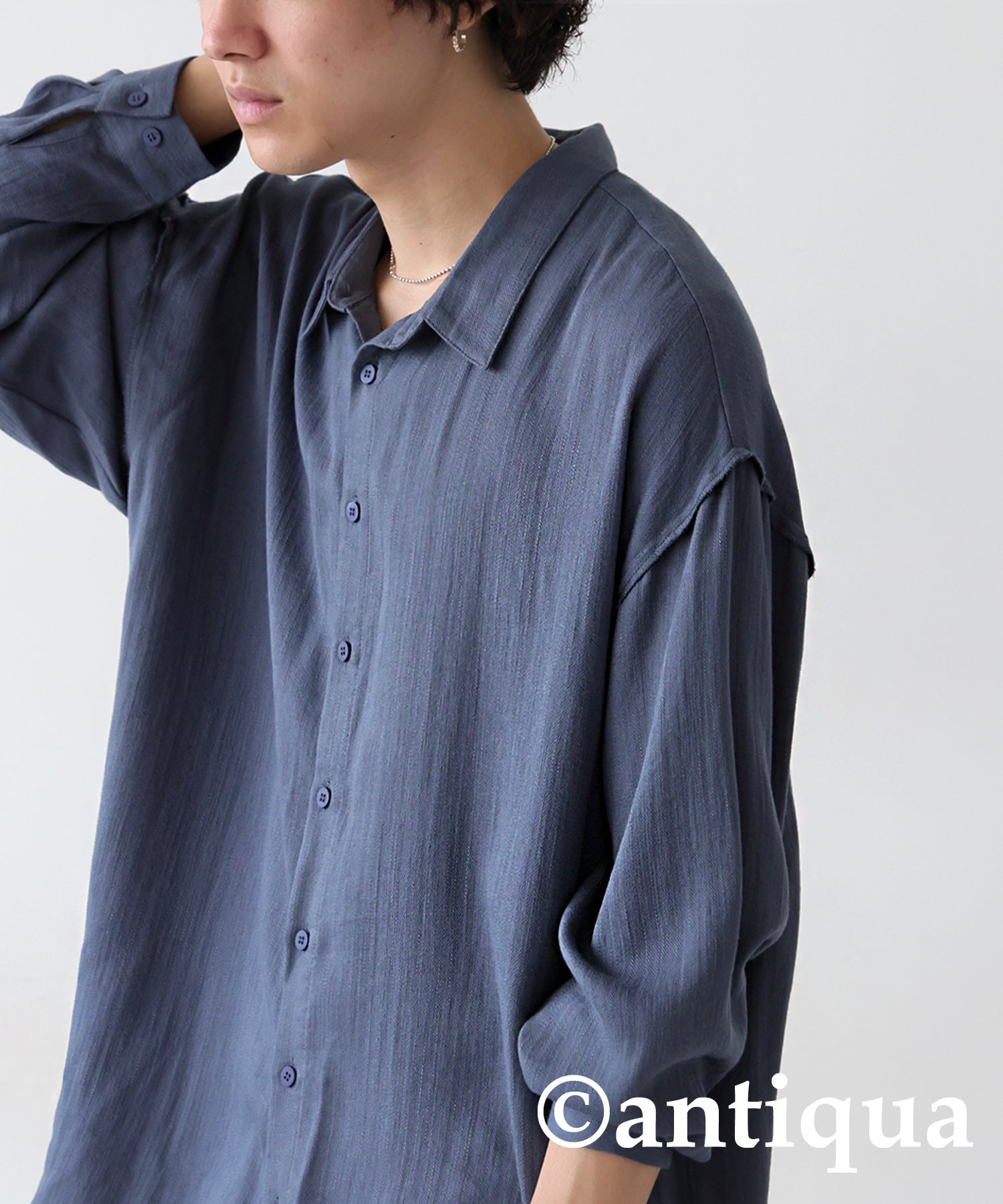 Men's Linen Touch Shirt | Japanese fashion brand ANTIQUA Official ...